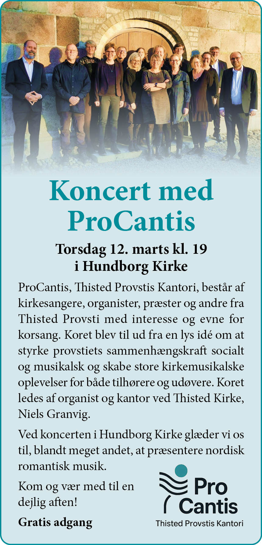 Koncert med ProCantis – 5-stjerne-pastoratet